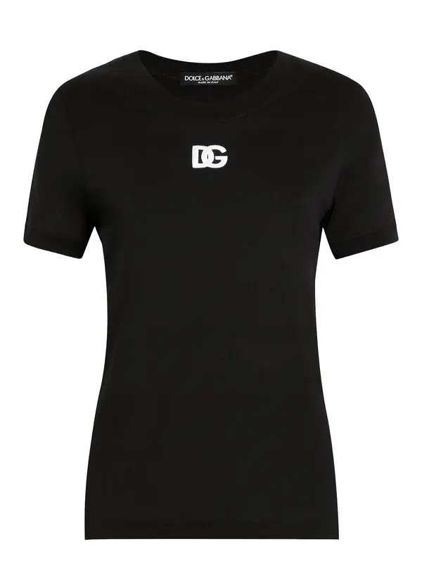 Dolce & Gabbana Jersey T-shirt With Dg Logo Embroidery - Black