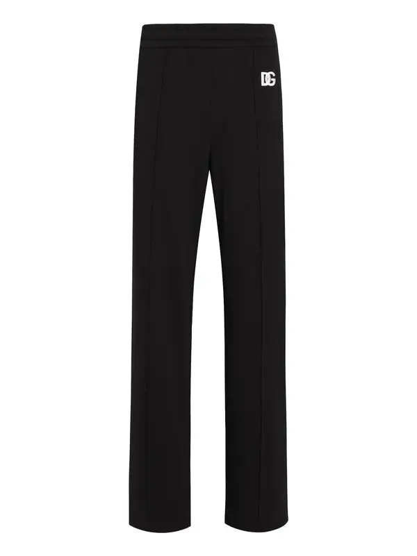Dolce & Gabbana Flared Jersey Jogging Pants With Dg Logo Embroidery - Black