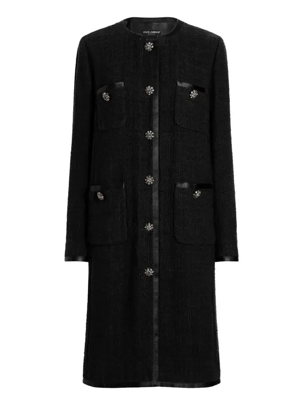 Dolce & Gabbana Single-breasted Raschel Tweed Coat - Black