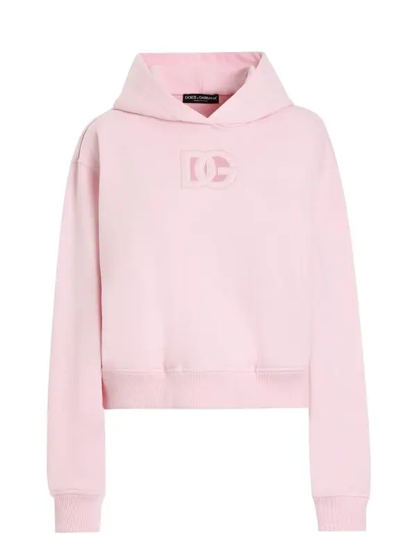 Dolce & Gabbana Jersey Hoodie With Dg Embroidery - Pink