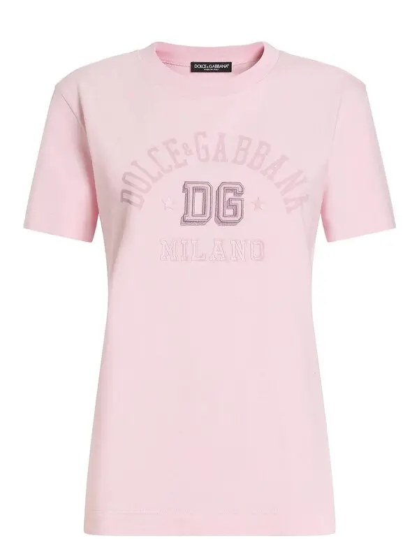Dolce & Gabbana Oversize T-shirt With Raised Dg Logo - Pink
