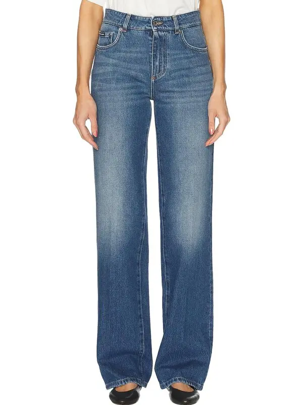 Dolce & Gabbana Low Waisted Wide Leg Jeans - Indigo
