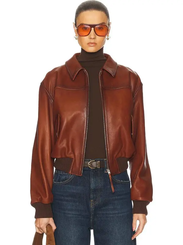 Acne Studios Loroma Leather Jacket - Tobacco Brown