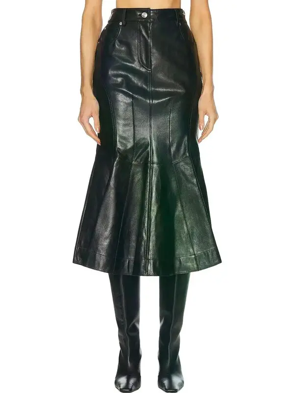 Sportmax Papiro Leather Skirt - Black