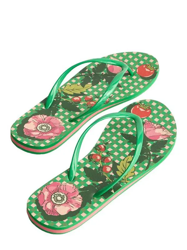 VERA BRADLEY Printed Flip Flops - Green