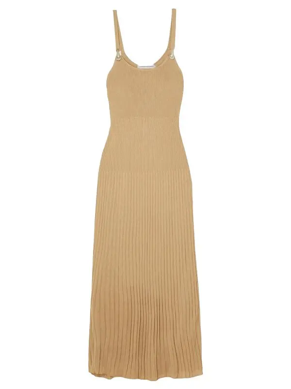 Christopher Esber Embellished Ribbed-knit Maxi Dress - Sand
