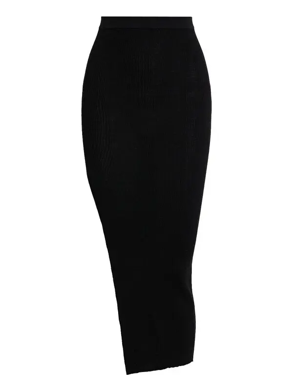 Rick Owens Ziggy Ribbed Wool-blend Midi Skirt - Black