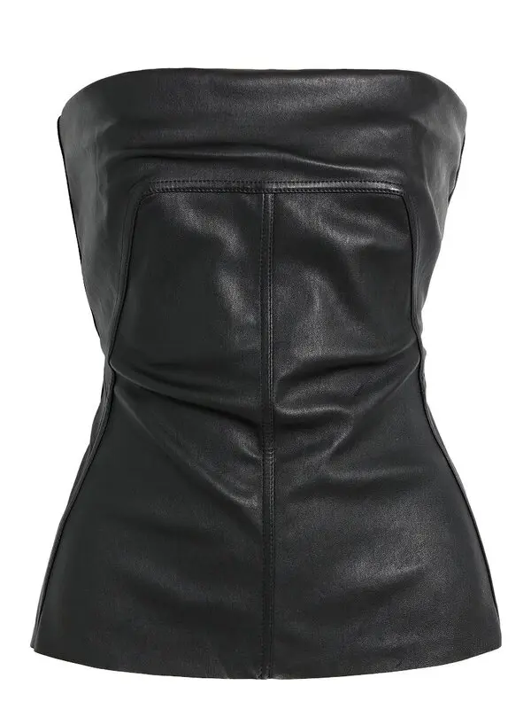 Rick Owens Strapless Leather-blend Bustier Top - Black