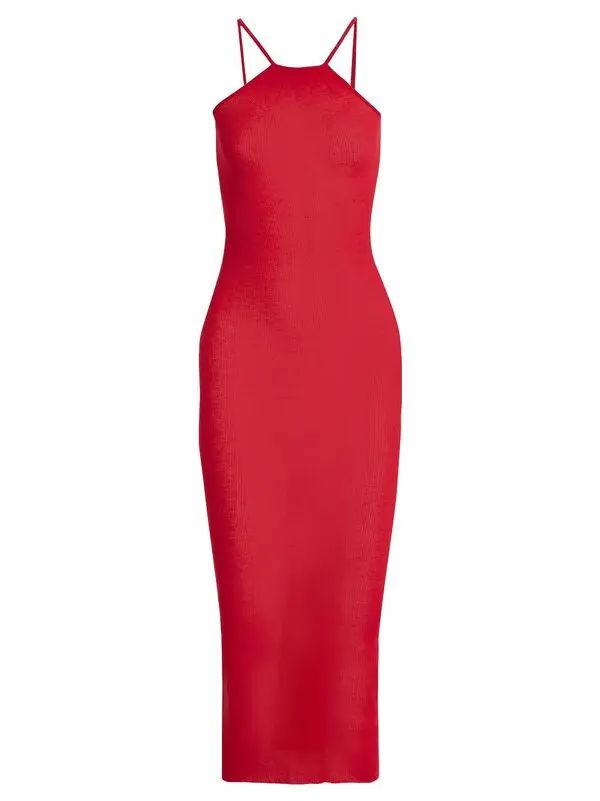 Rick Owens Skorpio Ribbed-knit Midi Dress - Red