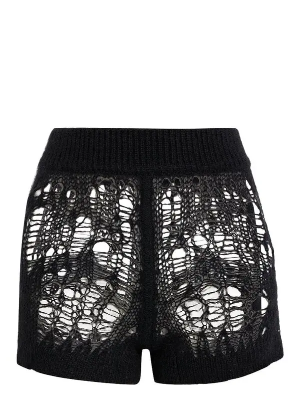Rick Owens Spider Open-knit Shorts - Black