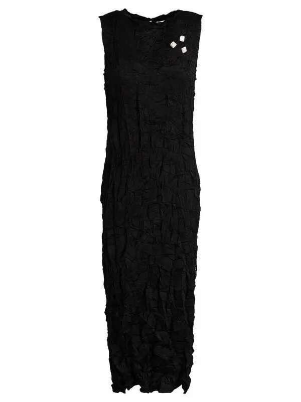 JW Anderson Embellished Crinkled Satin Midi Dress - Black