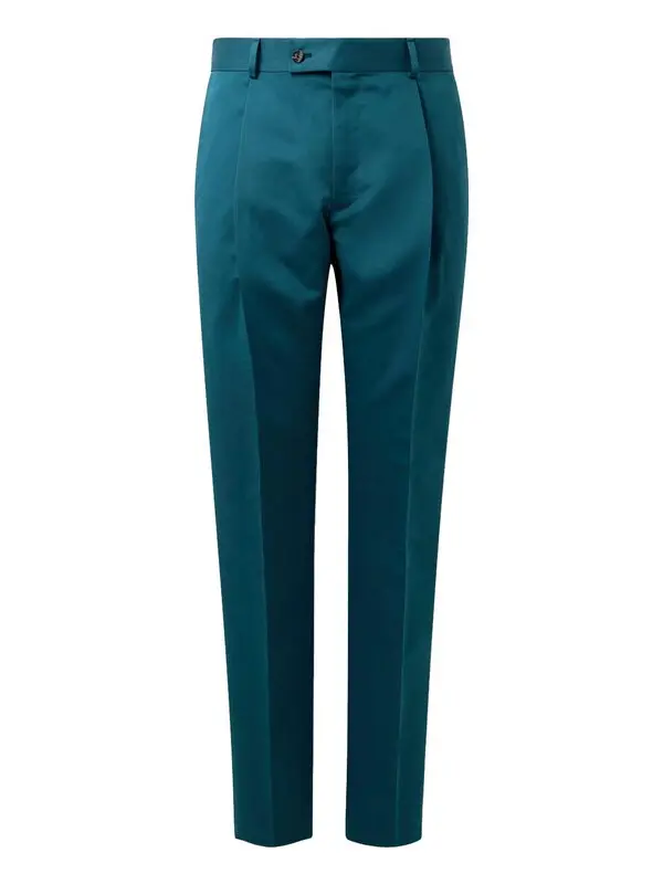 Caruso Slim-fit Pleated Trousers - Blue