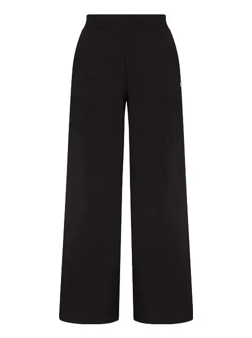 EA7 Core Lady Stretch-cotton Wide-leg Trousers - Black
