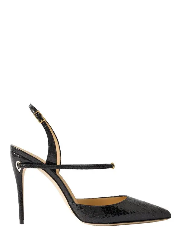 Jennifer Chamandi Vittorio 105 Elaphe Slingback Pumps - Black