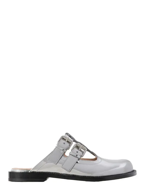 Loewe Campo Metallic Leather Mary Jane Mules - Silver