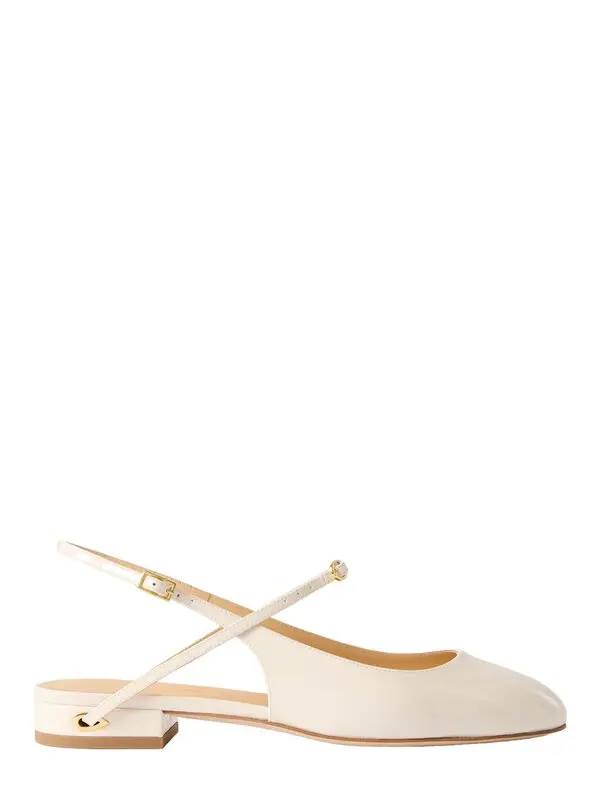 Jennifer Chamandi Mattia 20 Patent-leather Slingback Flats - Neutrals