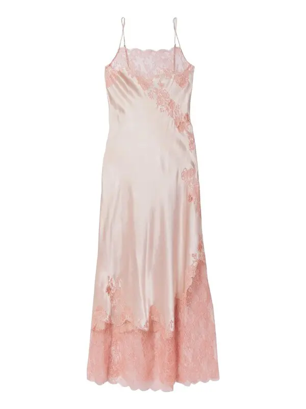 Carine Gilson Lace-trimmed Silk-satin Nightdress - Pink