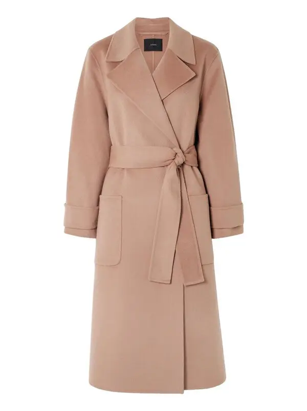 JOSEPH Arline Belted Double-breasted Wool And Cashmere-blend Coat - Pink