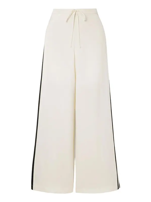 FRAME Striped Silk-crepe Wide-leg Pants - Cream