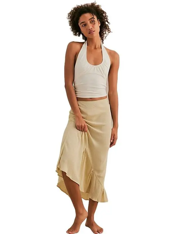 Free People Sweet On You Bias Half Slip - Concrete Khaki
