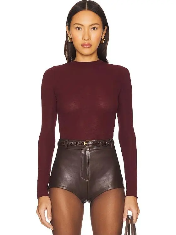 SNDYS X Lounge Katya Sheer Top - Burgundy