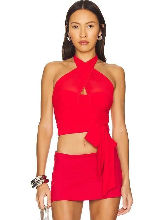 Majorelle Charlize Halter Top - Cherry Red