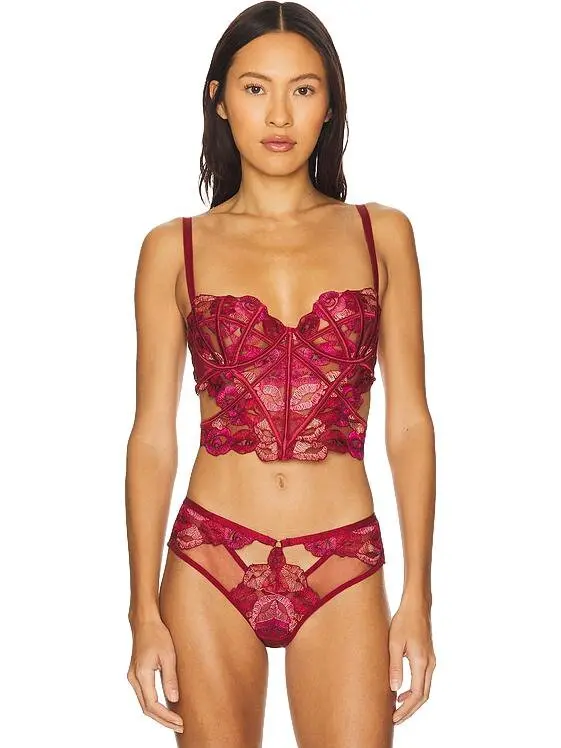 THISTLE AND SPIRE Eye Candy Bustier In Burgundy - Ruby