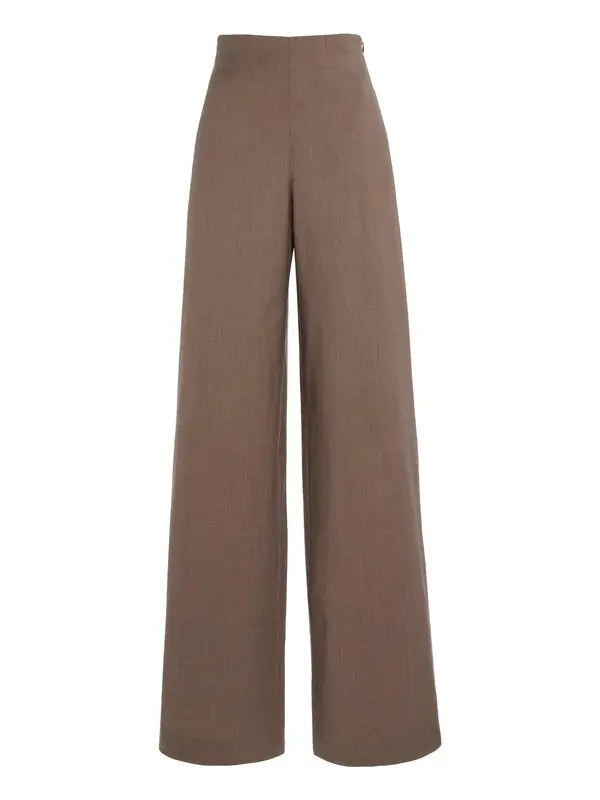 SEV High-rise Wide-leg Wool Pants - Brown