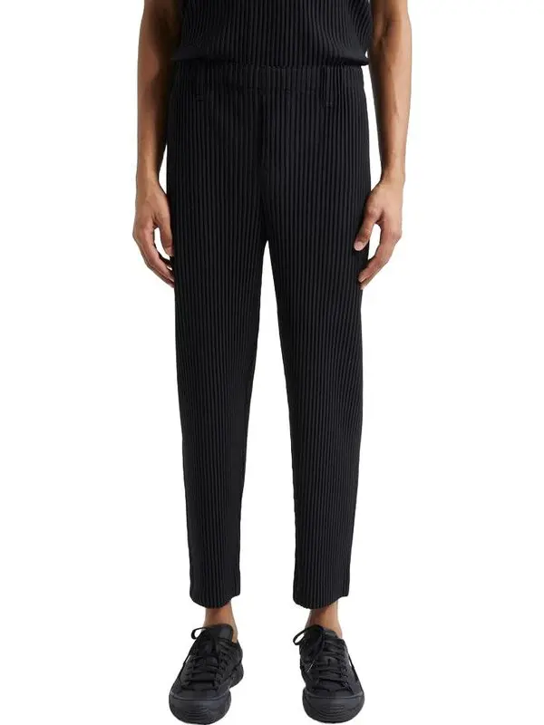 Issey Miyake Basics Pleated Straight Leg Pants - Black