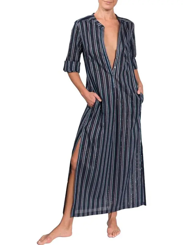 EVERYDAY RITUAL Tracey Cotton Caftan - Midnight Stripe