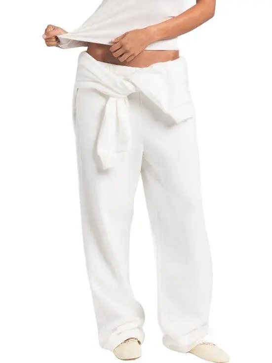 SKIMS Cotton Fleece Blend Straight Leg Pants - Marble
