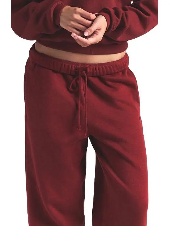 SKIMS Cotton Fleece Blend Straight Leg Pants - Merlot