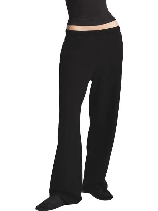 SKIMS Cotton Fleece Blend Straight Leg Pants - Onyx