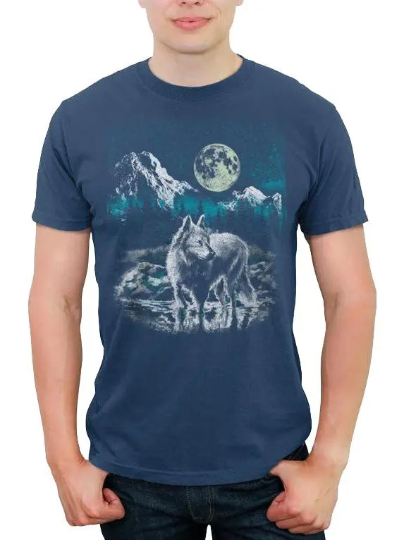 LOST GODS Classic Wolf Scene Graphic T-shirt - Midnight