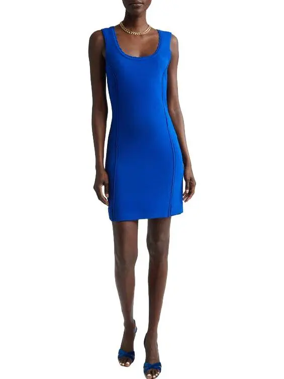 St. John Mixed Stitch Tank Sweater Dress - Sapphire