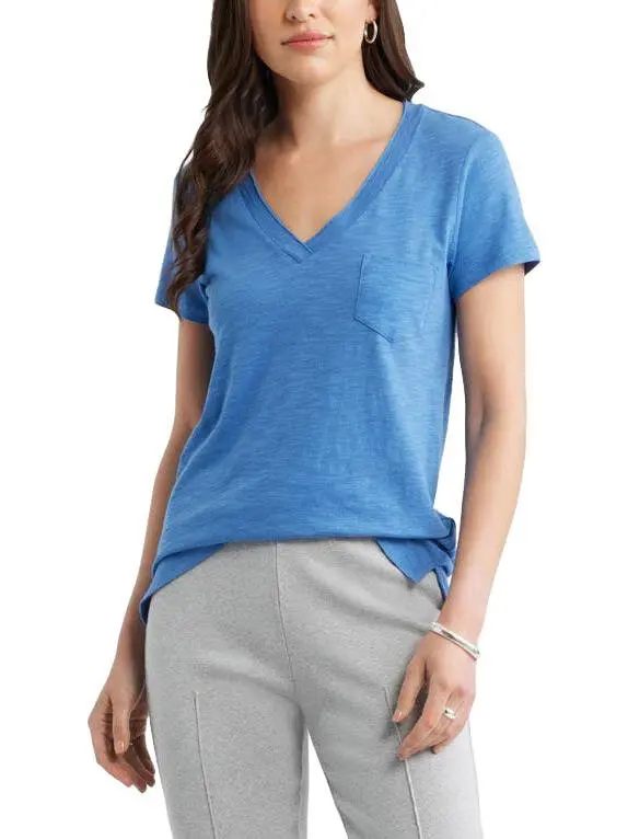 Caslon Cotton & Modal V-neck T-shirt - Blue Glory