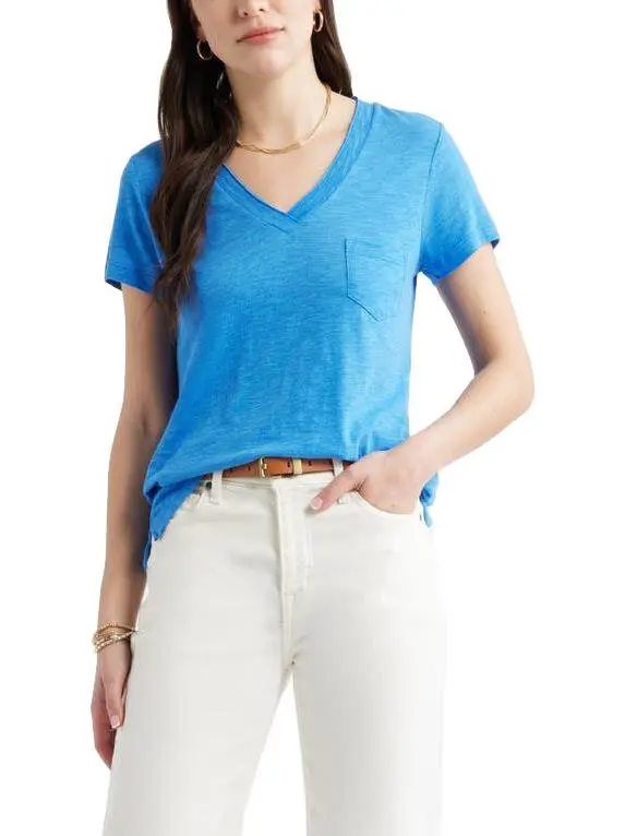 Caslon Cotton & Modal V-neck T-shirt - Blue Palace
