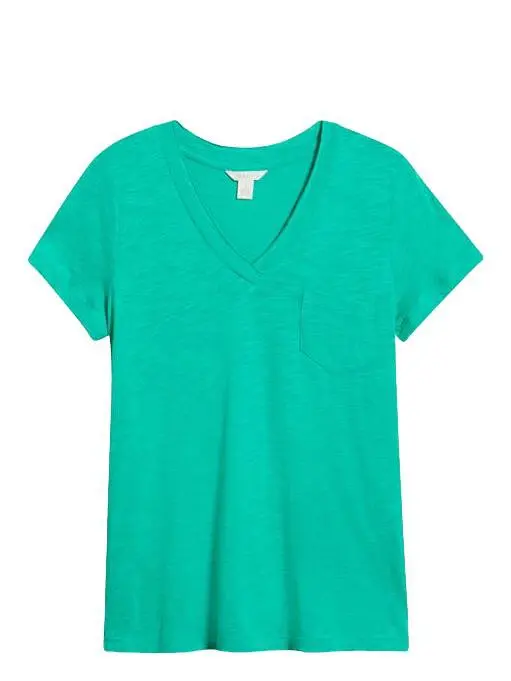 Caslon Cotton & Modal V-neck T-shirt - Green Ease