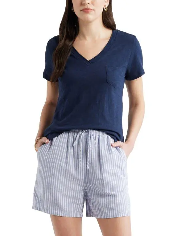 Caslon Cotton & Modal V-neck T-shirt - Navy Still