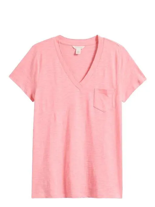 Caslon Cotton & Modal V-neck T-shirt - Pink Dianthus