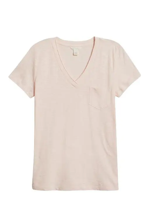 Caslon Cotton & Modal V-neck T-shirt - Pink Fresco