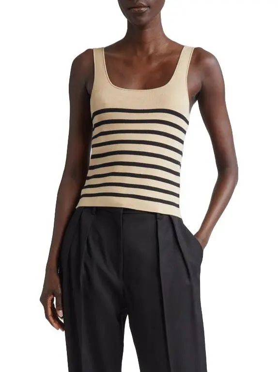 Altuzarra Stevie Stripe Silk & Cotton Tank - Hazelwood/ Black