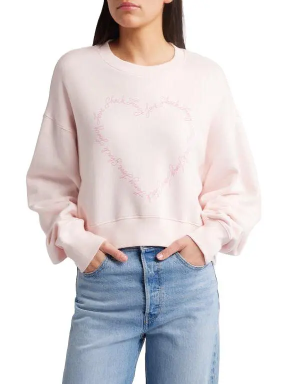 LoveShackFancy Aneria High-low Crop Sweatshirt - Pucker Up Pink