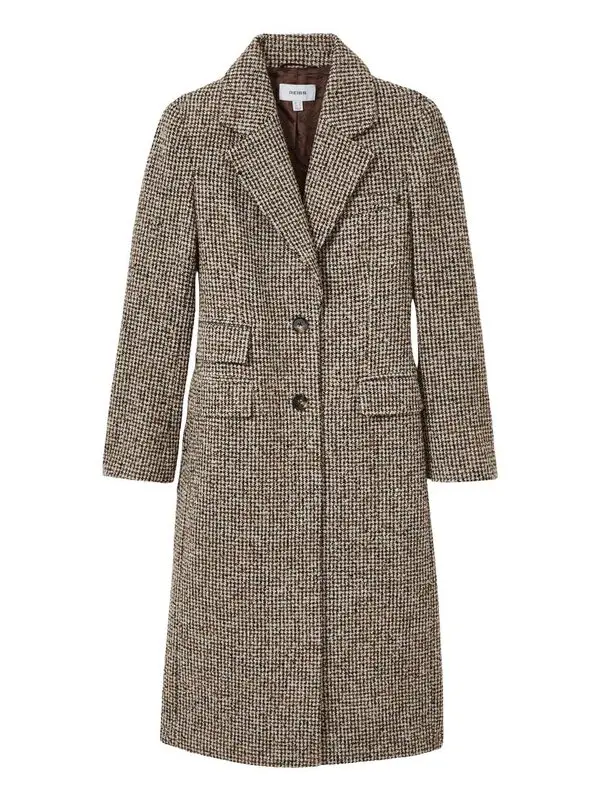 REISS Kai Wool-blend Houndstooth Coat - Brown Check