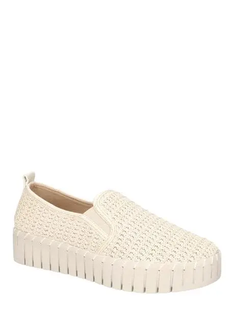 EASY WORKS BY EASY STREET Peppy Slip-on Platform Sneakers - Off White Woven