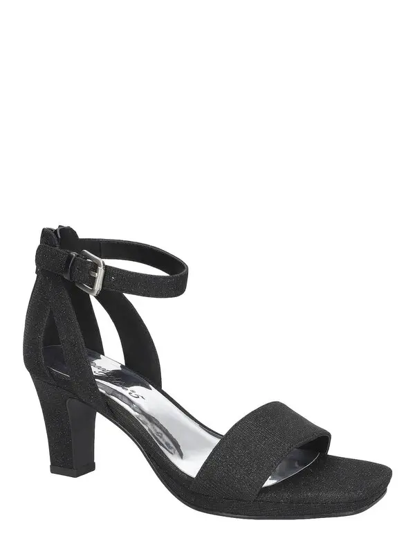 EASY WORKS BY EASY STREET Ro Ankle Strap Sandals - Black Glitter