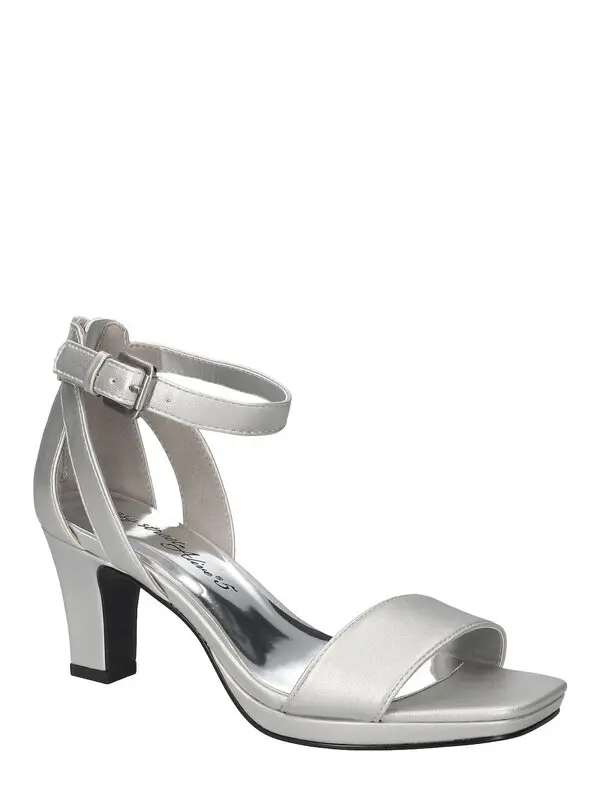 EASY WORKS BY EASY STREET Ro Ankle Strap Sandals - Silver