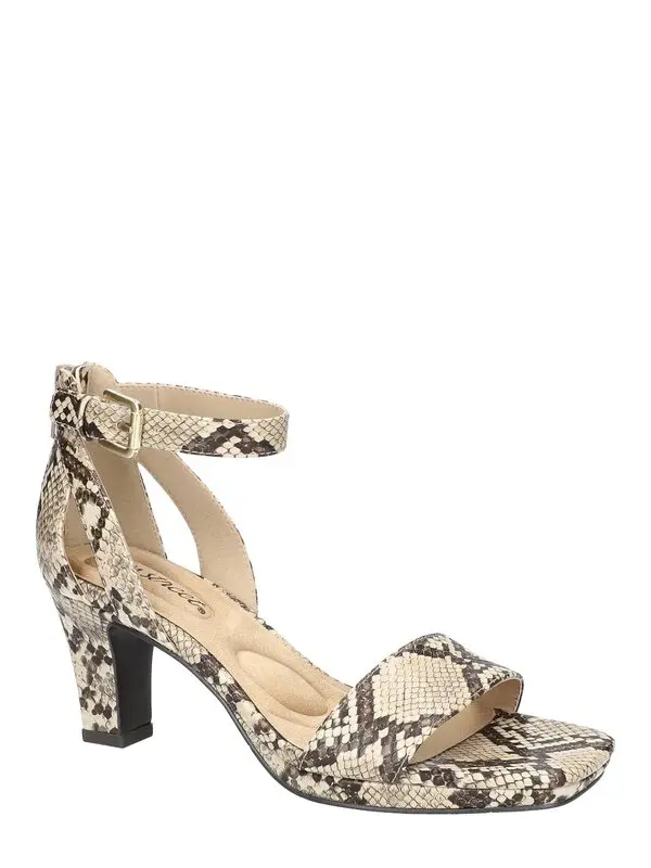 EASY WORKS BY EASY STREET Ro Ankle Strap Sandals - Taupe Snake