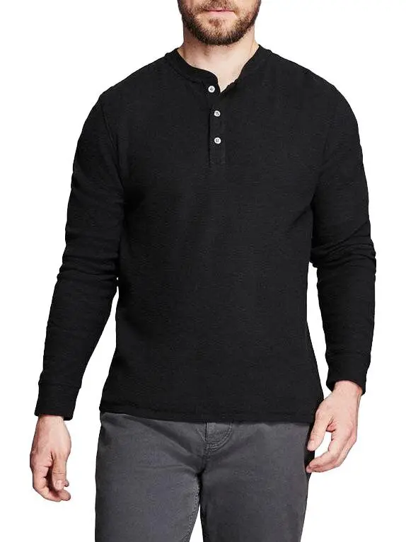 Billy Reid Slub Tuck Henley - Black