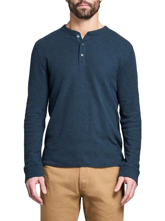 Billy Reid Slub Tuck Henley - Carbon Blue